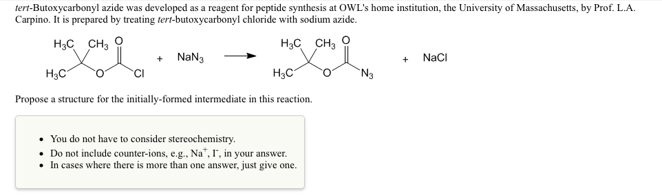 Solved terr-Butoxycarbonyl azide was developed as a reagent | Chegg.com