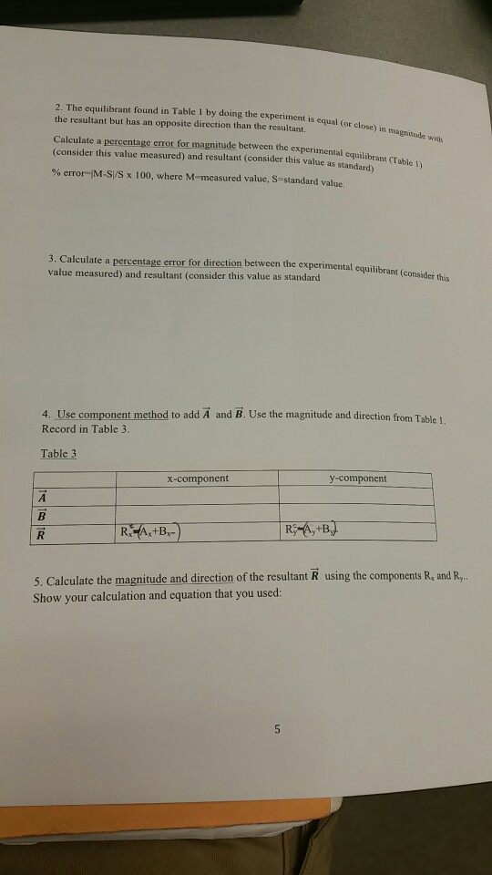 Solved Name: Force Table Lab Report Section: Table 1 Force | Chegg.com