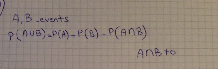 Solved A, B events P (A union B) = P(A) + P(B) - P(A | Chegg.com