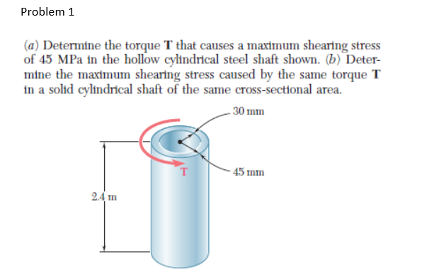 Solved Problem 1 (a) Determine the torque T that causes a | Chegg.com