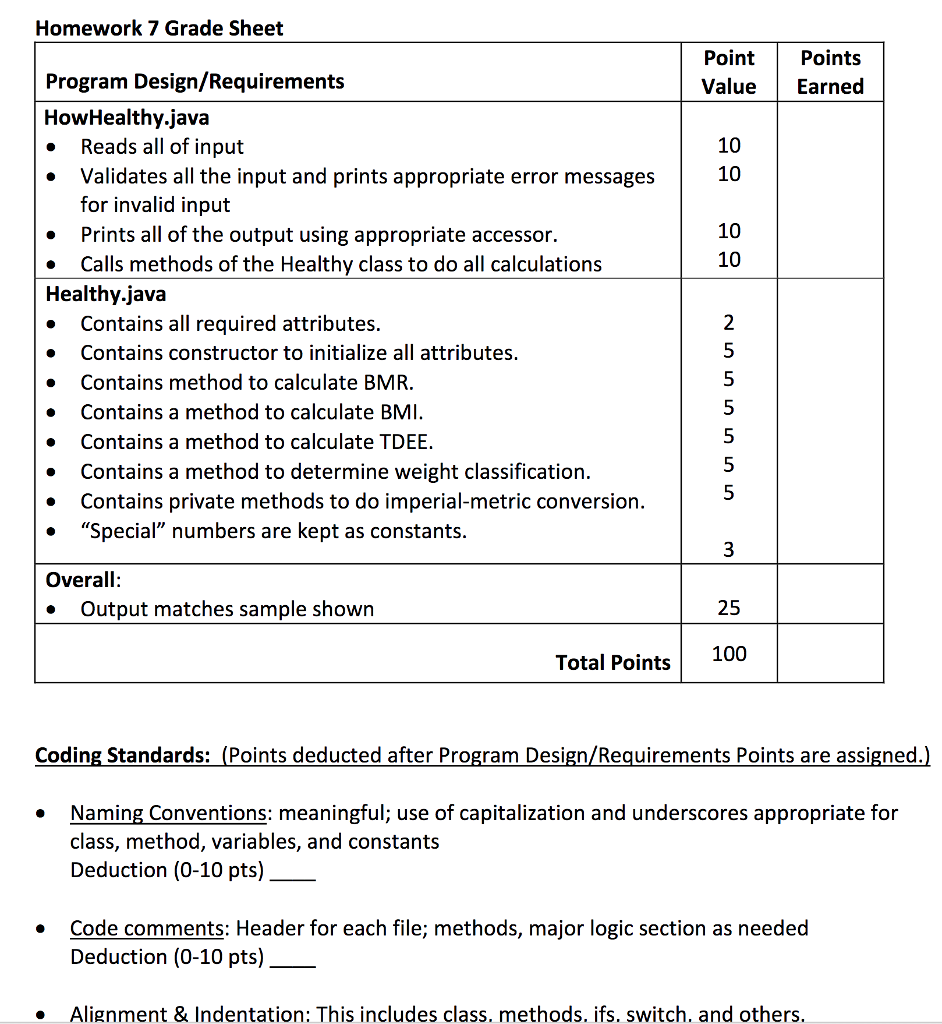 Solved Homework 7 - "How Healthy Are You?" Problenm Write a | Chegg.com