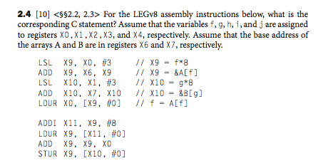 Solved For the LEGv8 assembly instructions below, what is | Chegg.com
