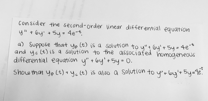 Solved Consider the second - order linear differential | Chegg.com