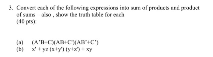 Solved Convert each of the following expressions into sum of | Chegg.com