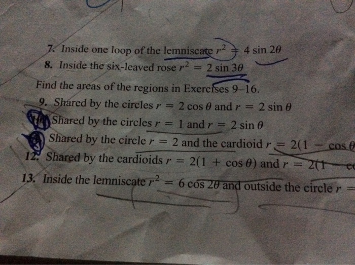 Solved 7/Inside one loop of the lemniscate r) 4 sin 2θ 8. | Chegg.com