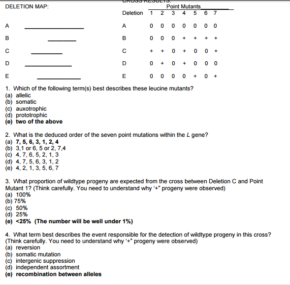 Solved DELETION MAP Point Mutants Deletion 1 2 3 4 5 6 7 0 0 | Chegg.com