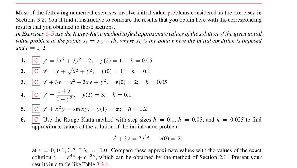 Solved Most of the following numerical exercises involve | Chegg.com