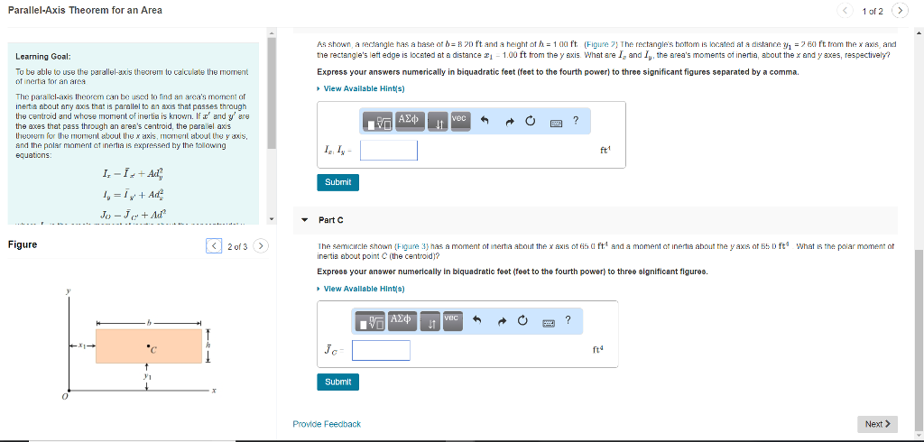 Solved Parallel-Axis Theorem for an Area ? 1012 As shown a | Chegg.com