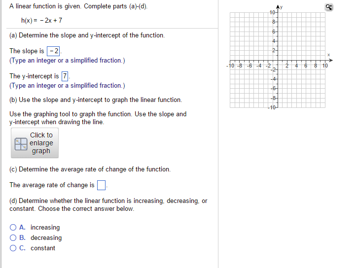 Solved A linear function is given. Complete parts (a)-(d). | Chegg.com