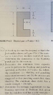 Solved A blanking die must be designed to blank the part | Chegg.com