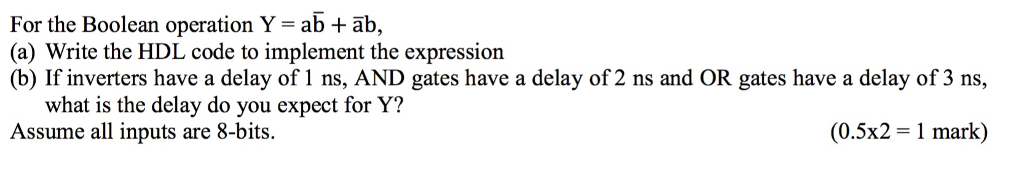 Solved For the Boolean operation Y = a bar b + bar ab, Write | Chegg.com