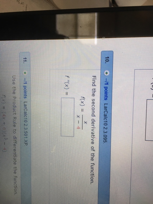 Solved Find the second derivative of the function. f(x) = | Chegg.com