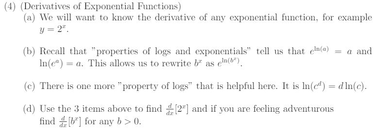 Solved Derivatives of Exponential Functions) (a) We will | Chegg.com