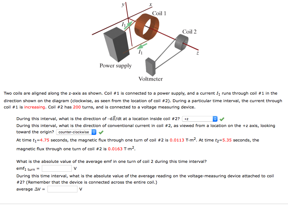 Solved Two coils are aligned along the z-axis as shown. | Chegg.com