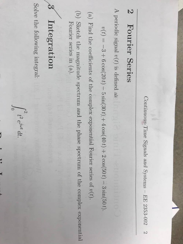 Solved Continuous-Time Signals and Systems EE 2353-002 2 2 | Chegg.com