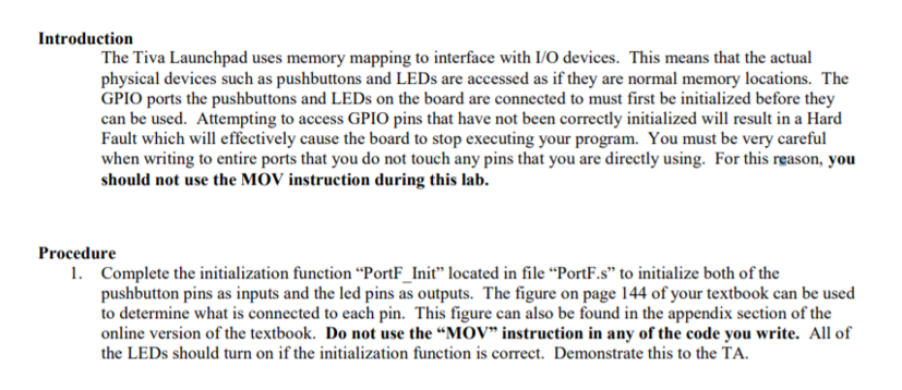Introduction The Tiva Launchpad uses memory mapping | Chegg.com