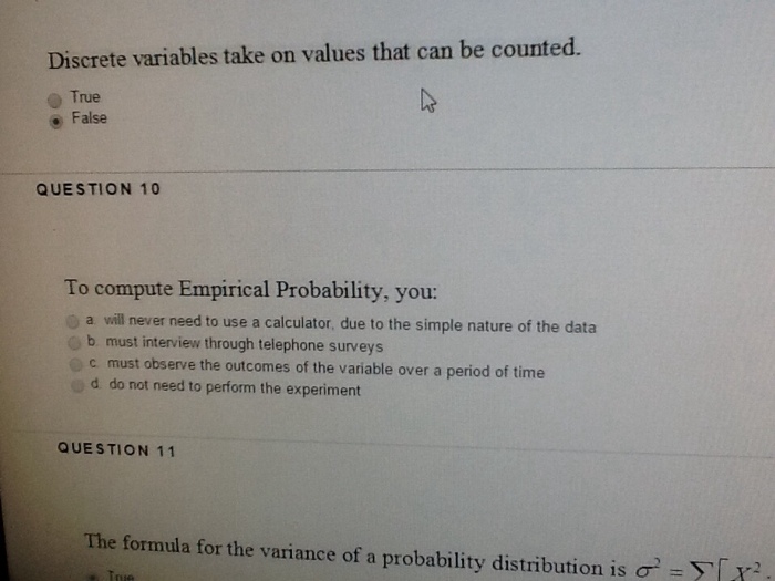 Solved Discrete variables take on values that can be | Chegg.com