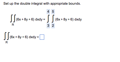 Solved Set up the double integral with appropriate bounds | Chegg.com