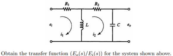 Solved R1 0 ei C eo 0 Obtain the transfer function | Chegg.com