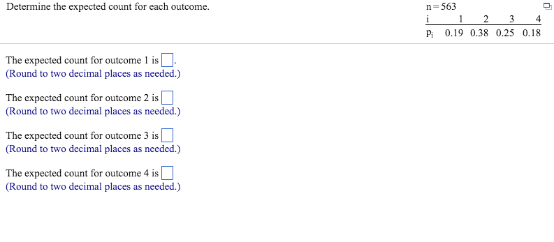 Solved Determine The Expected Count For Each Outcome The