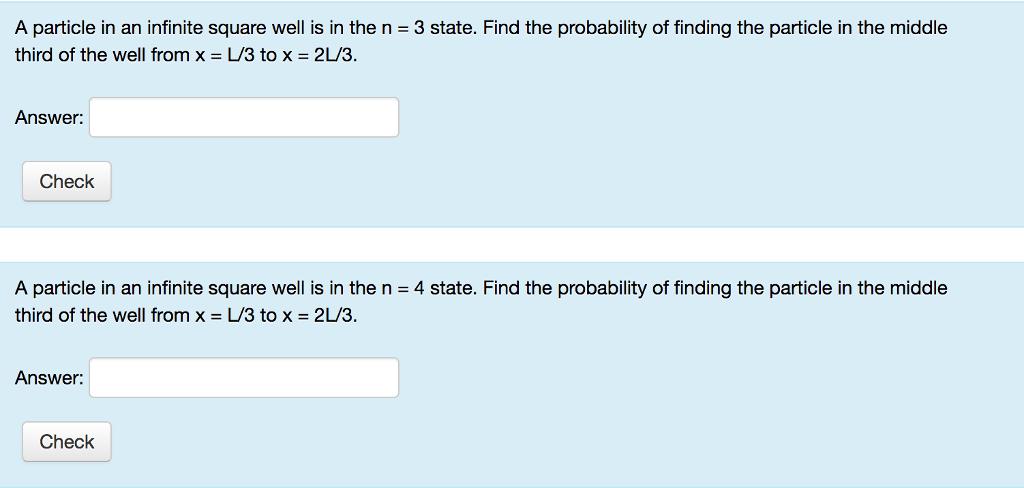 Solved A particle in an infinite square well is in the n = 3 | Chegg.com