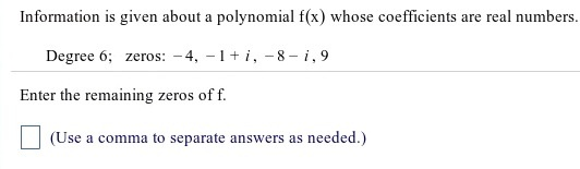 Solved Find a bound on the zeros of the polynomial function. | Chegg.com
