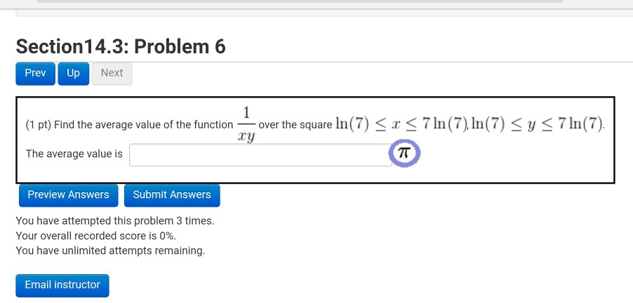 Solved Section 14.3: Problem 6 Prev Up Next (1 pt) Find the | Chegg.com