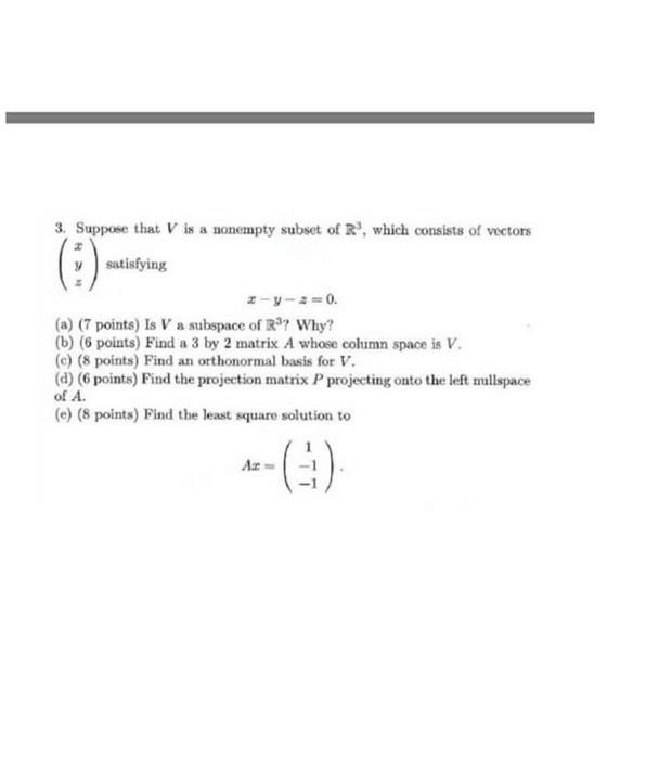 Solved Suppose that V is a nonempty subset of R^3, which | Chegg.com
