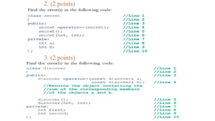 Solved Find the error(s) in the following code: Find the | Chegg.com
