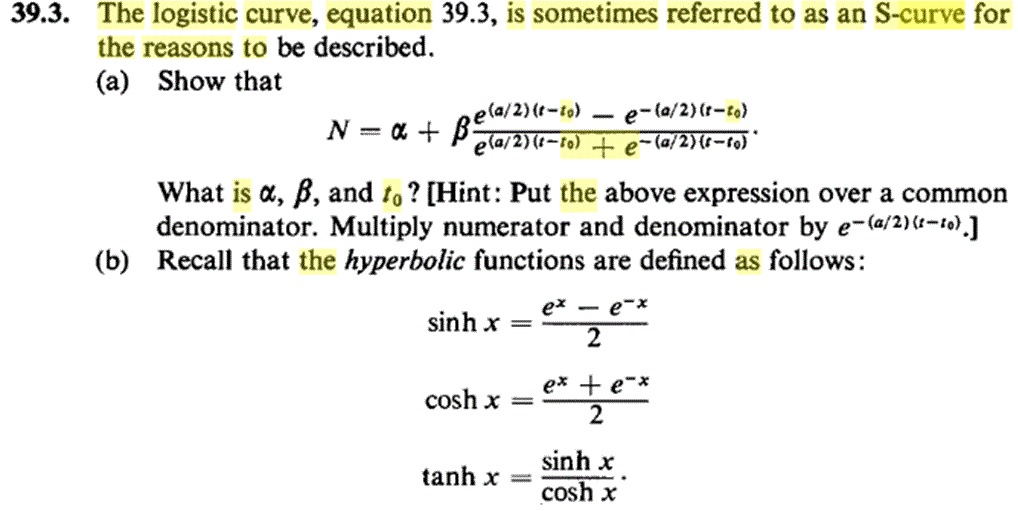 Solved The logistic curve, equation 39.3, is sometimes | Chegg.com