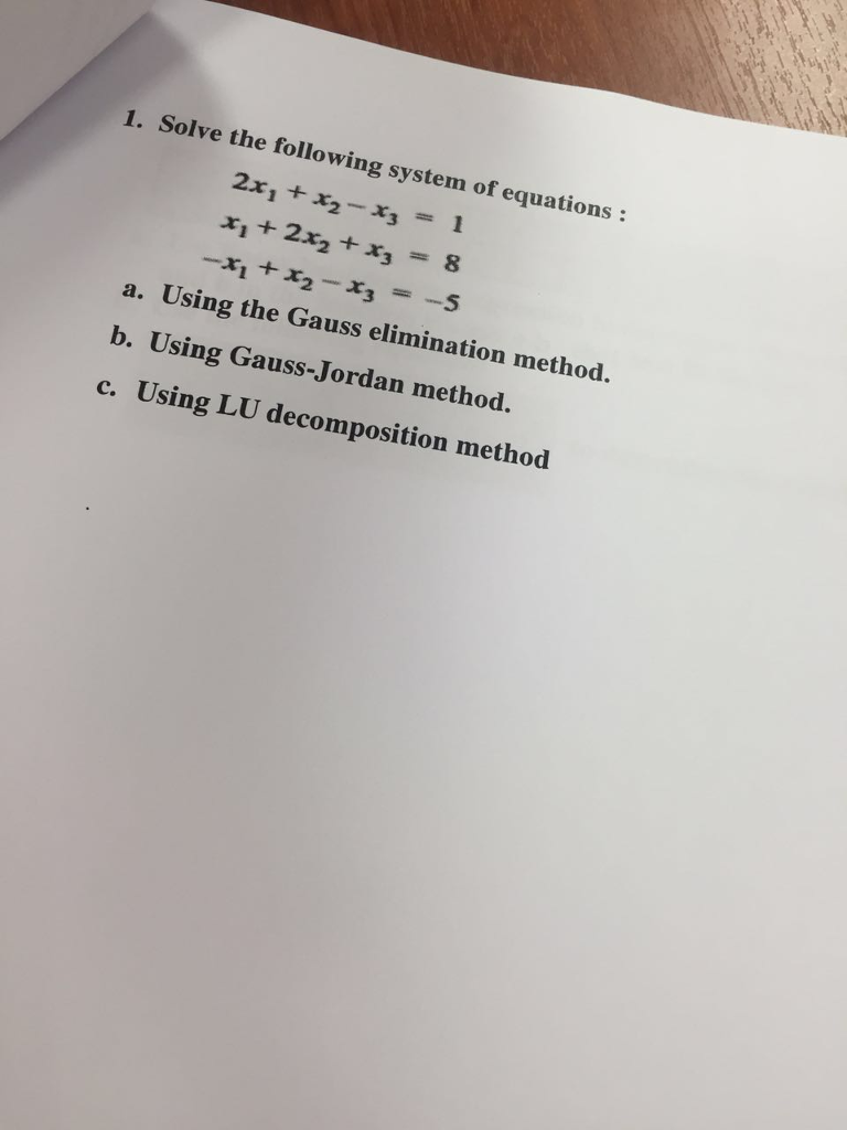 Solved Solve the following system of equations: 2x_1 + x_2 - | Chegg.com
