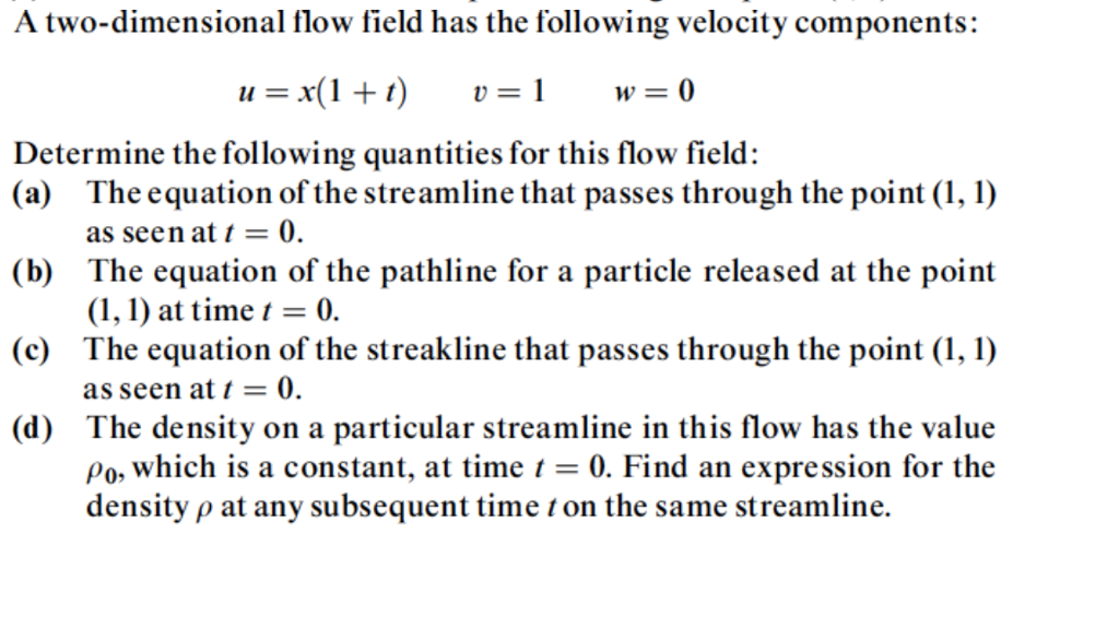 Solved A two-dimensional flow field has the following | Chegg.com