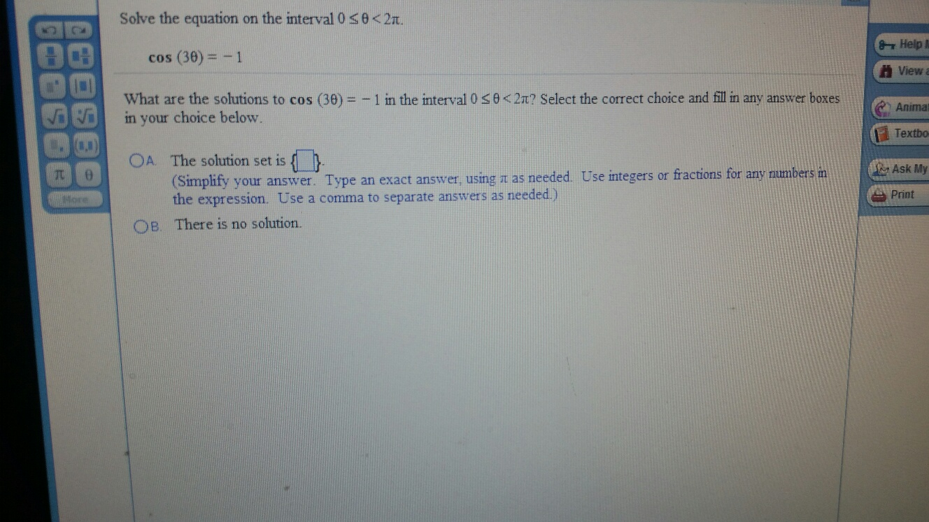 Solved Solve the equation on the interval 0