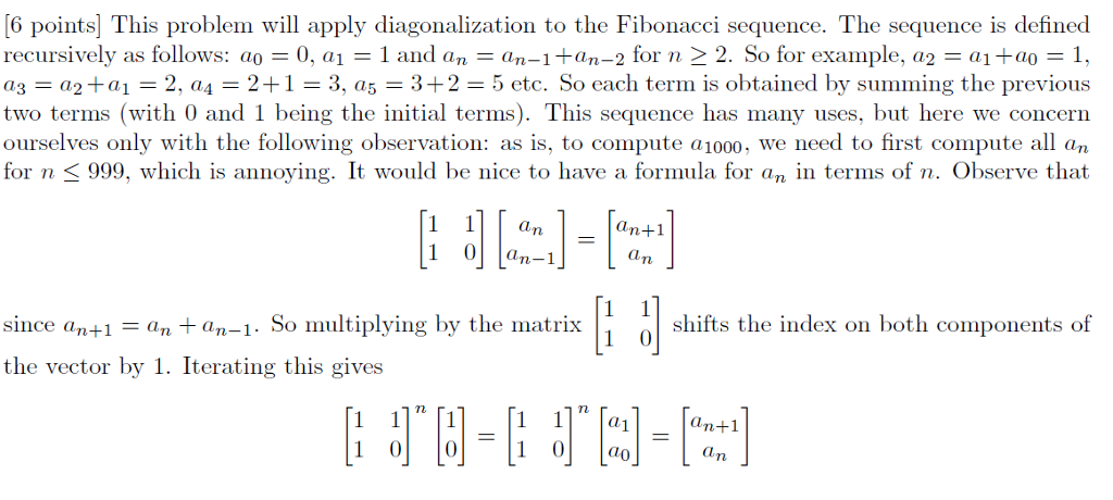 Solved 6 points This problem will apply diagonalization to | Chegg.com