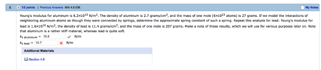 Solved 2. 1/2 points Previous Answers Ml4 4.6.036 My Notes | Chegg.com Solved 2. 1/2 points Previous Answers Ml4 4.6.036 My Notes | Chegg.com