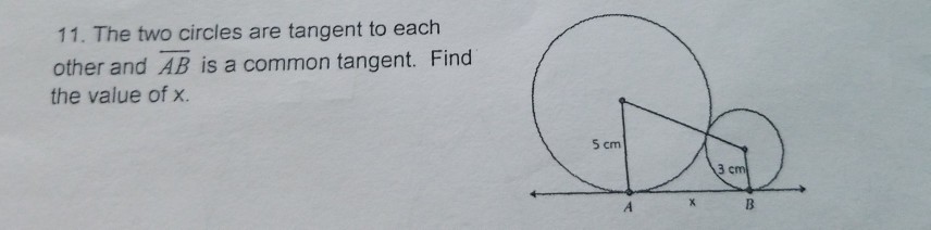 Solved 11. The two circles are tangent to each other and AB | Chegg.com