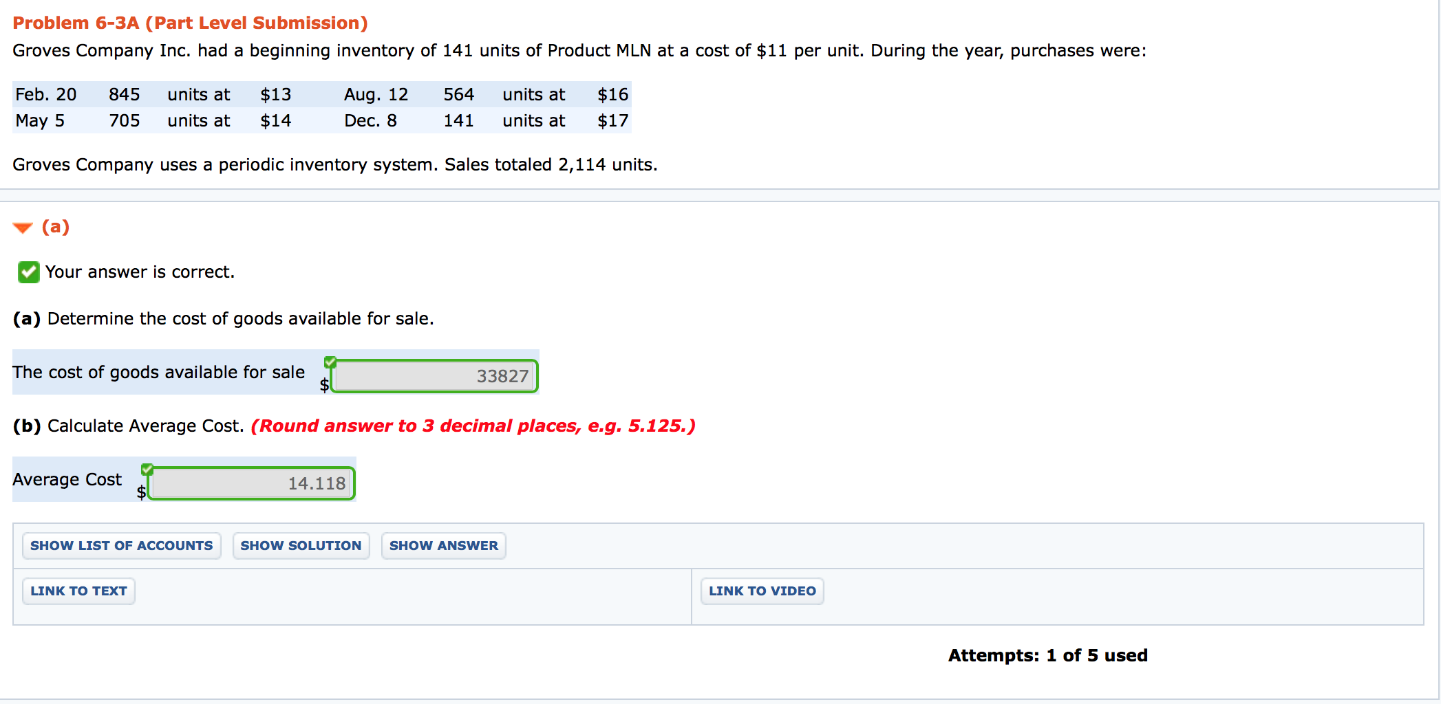 Solved Problem 6-3A (Part Level Submission) Groves Company | Chegg.com