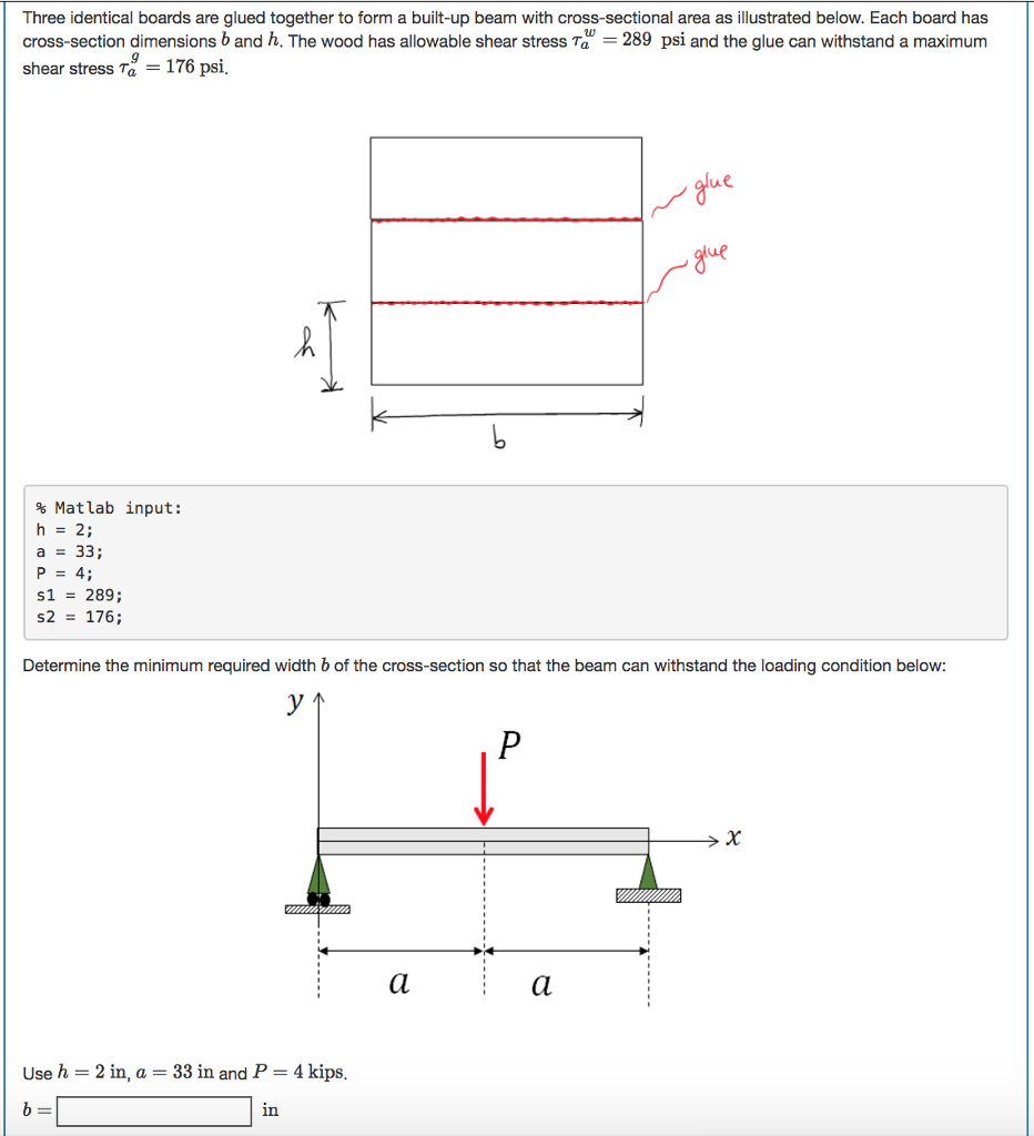 Solved Three identical boards are glued together to form a | Chegg.com