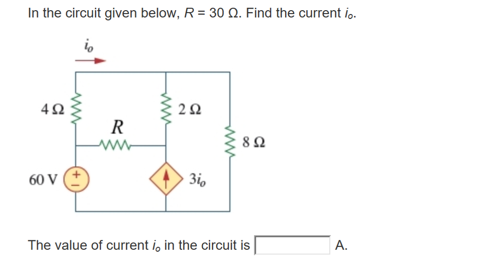 Solved In the circuit given below, R = 30 Q. Find the | Chegg.com