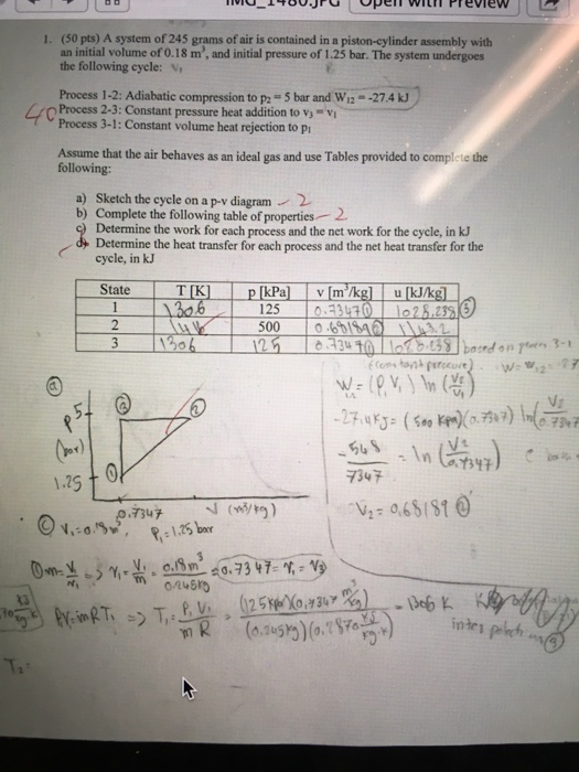 Solved A system of 245 grams of air is contained in a | Chegg.com