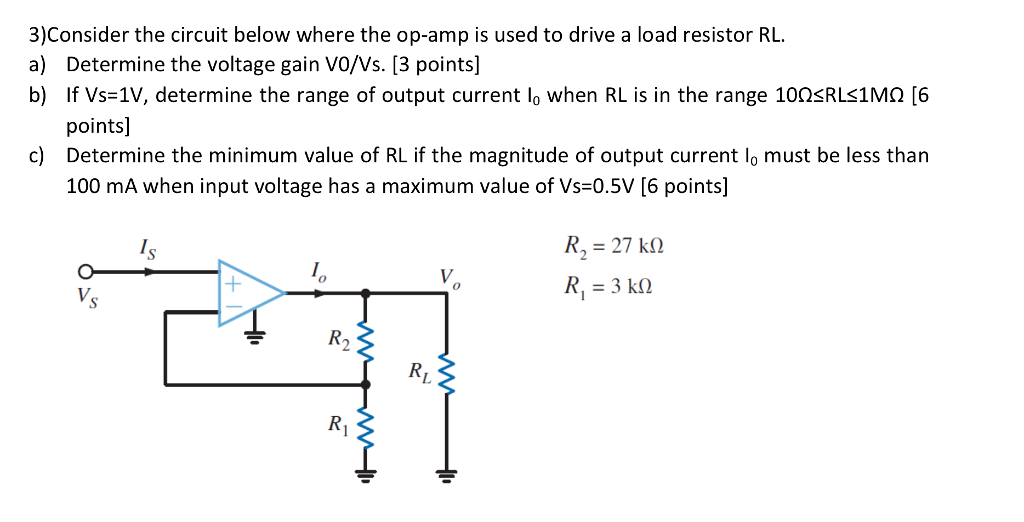 Solved 3)Consider the circuit below where the op-amp is used | Chegg.com