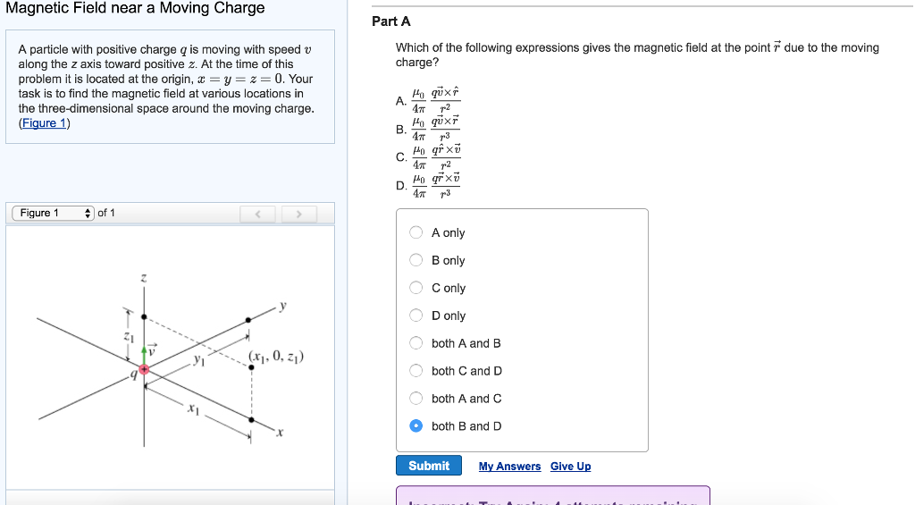Solved Magnetic Field near a Moving Charge Part A Which of | Chegg.com