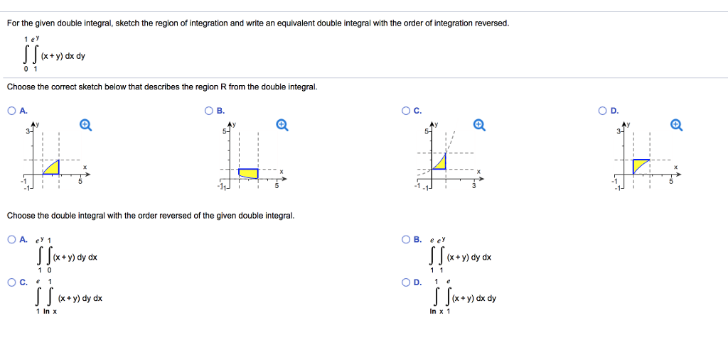 Solved For the given double integral, sketch the region of | Chegg.com Solved For the given double integral, sketch the region of | Chegg.com
