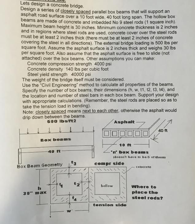 Solved Lets design a concrete bridge. Design series of a | Chegg.com