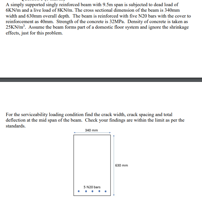 Solved A simply supported singly reinforced beam with 9.5m | Chegg.com