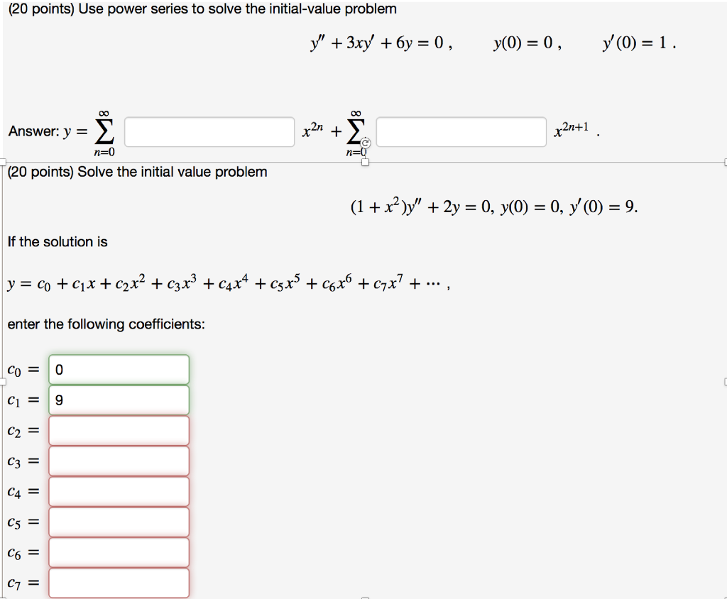 Solved Use power series to solve the initial-value problem | Chegg.com