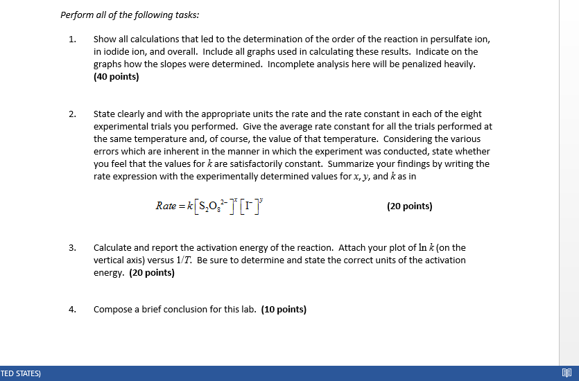 Solved Kinetics lab Excel FILE HOME INSERT PAGE LAYOUT | Chegg.com