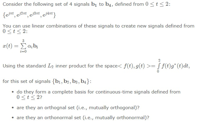 Consider the following set of 4 signals b1 to b4, | Chegg.com