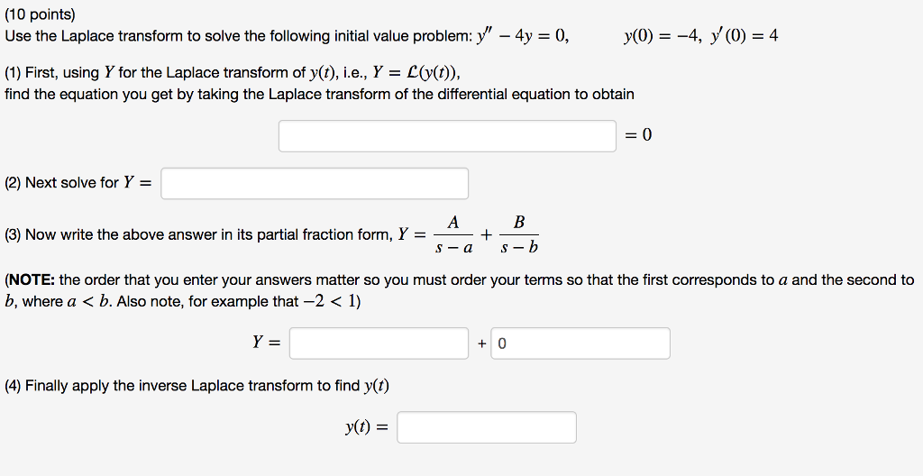 Solved 10 Points Use The Laplace Transform To Solve The Chegg