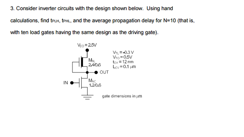 Solved Consider inverter circuits with the design shown | Chegg.com